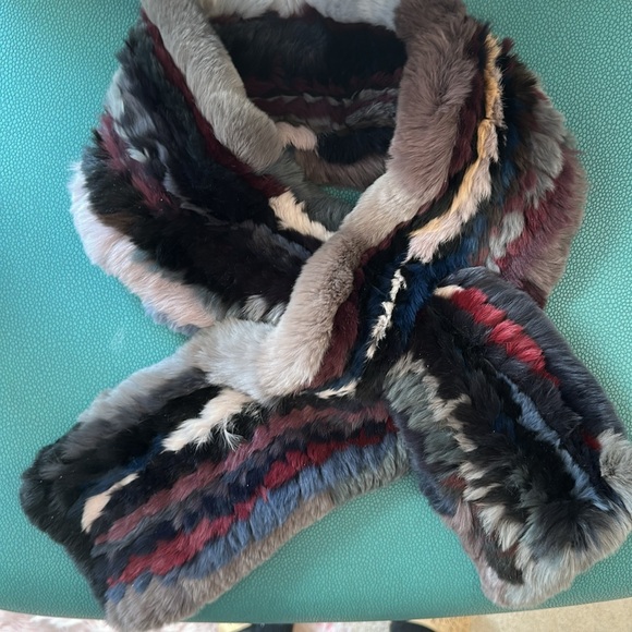 Overland | Accessories | Multicolor Rex Rabbit Fur Pull Through Scarf ...